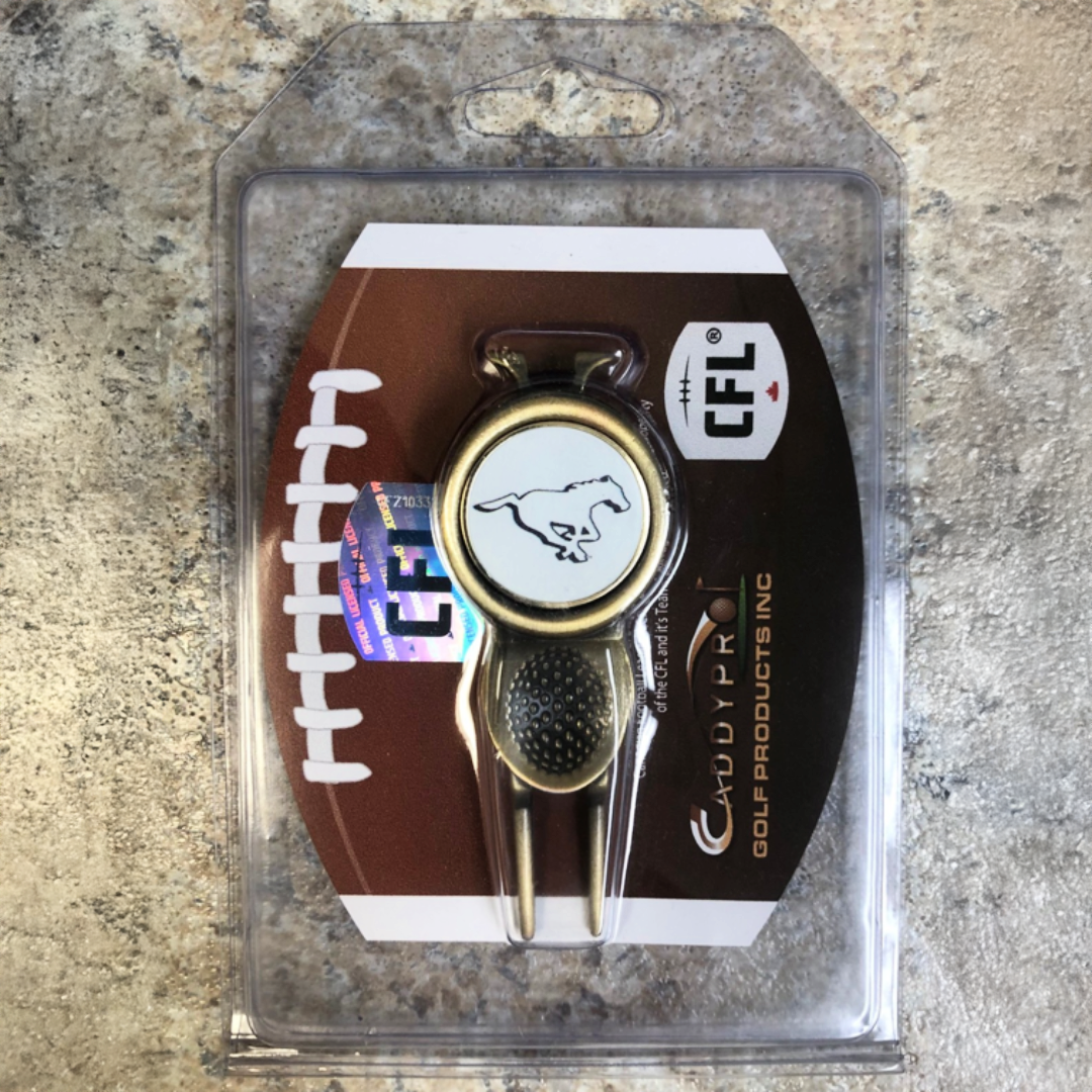Brass Divot Tool w/Ball Marker Calgary Stampeders – CaddyPro Golf Products